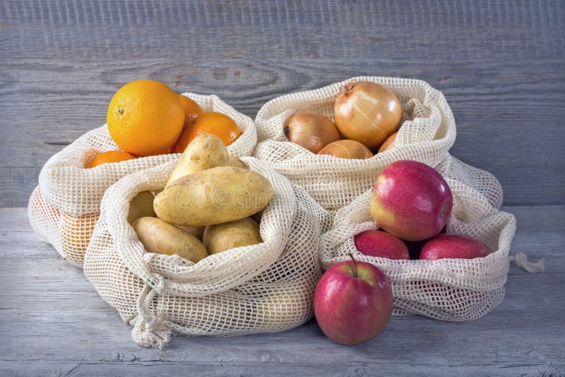 Eco Friendly Reusable Net Bags Stock Image - Image of plastic, organic ...