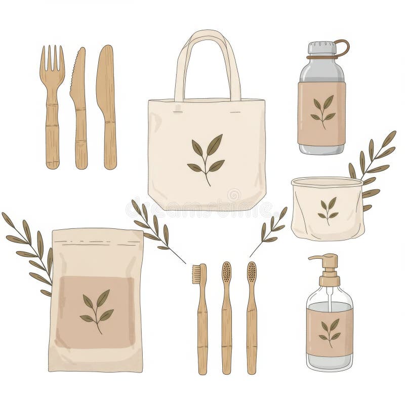 Eco-Friendly Reusable Products Set Illustration Stock Illustration ...