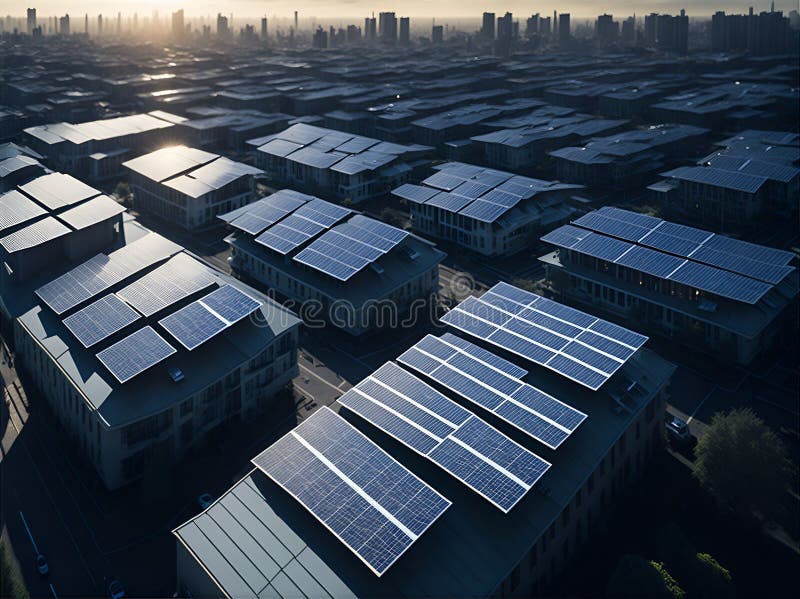 Eco-friendly Rooftops Covered in Solar Panels Harnessing Clean Energy ...