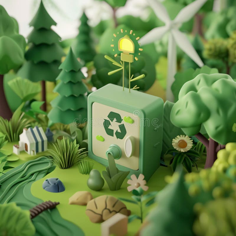 Eco-friendly Save Energy Electric Switch Surrounded by Greenery and ...