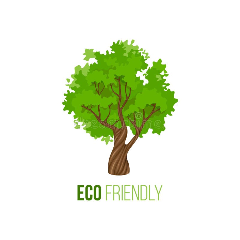 Eco Friendly Sign with Green Tree Stock Vector - Illustration of ...