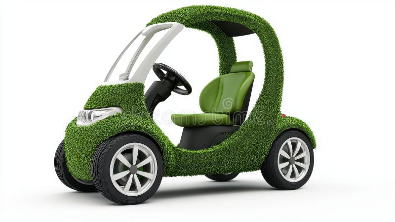 Eco-Friendly Small Vehicle Designed with Green Grass Texture Stock ...