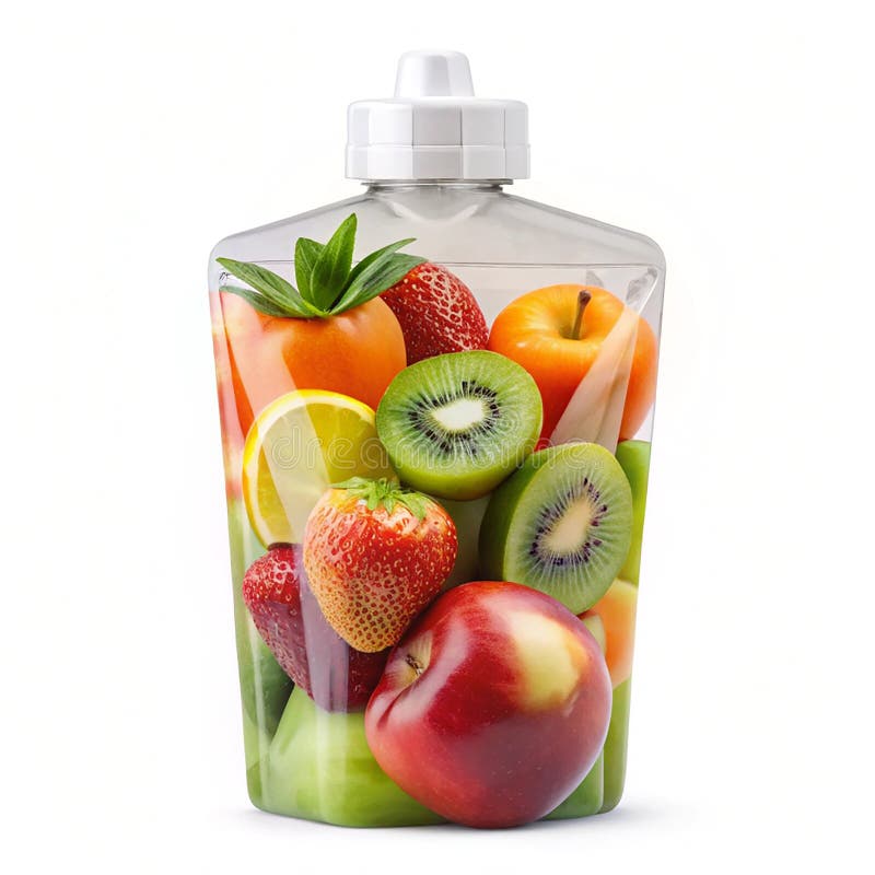 Compostable Smoothie Pouch with an Organic Fruit Inspired Shape Stock ...