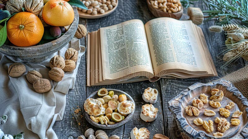 Eco-Friendly Snacks on Rustic Table Stock Illustration - Illustration ...