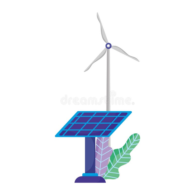 Eco Friendly Solar Panel Windmill Renewable Sustainable Isolated Icon ...