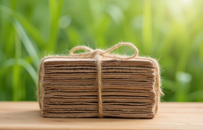 Eco-friendly Stacked Cardboard Binders Nature Setting Still Life Stock ...
