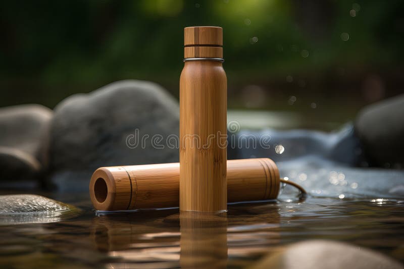 An Eco Friendly Sustainable Water Bottle Made from Bamboo. Generative ...