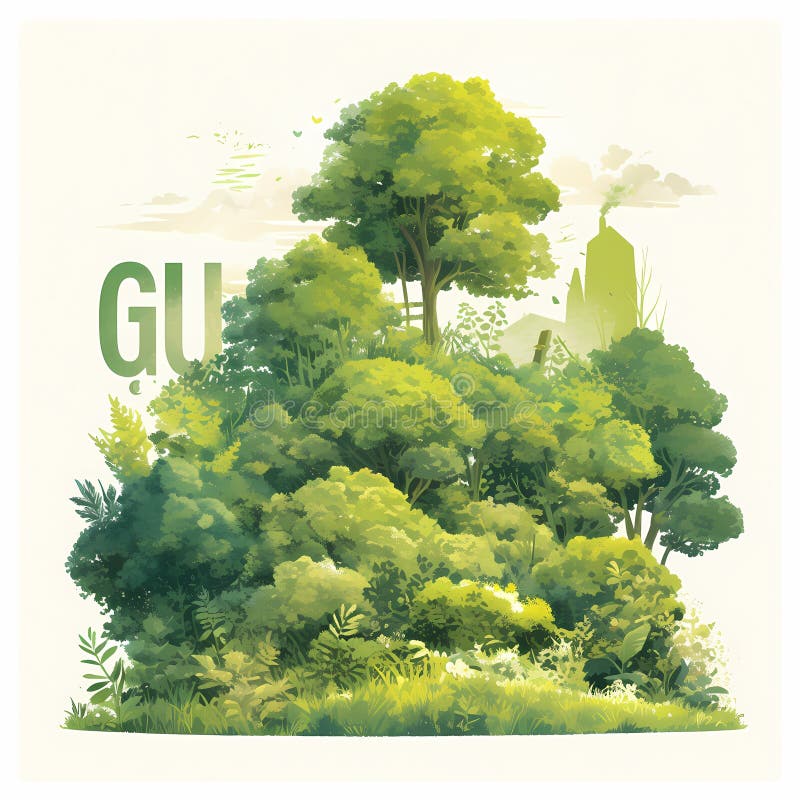 Eco-Friendly Symbol Amid Greenery Stock Illustration - Illustration of ...