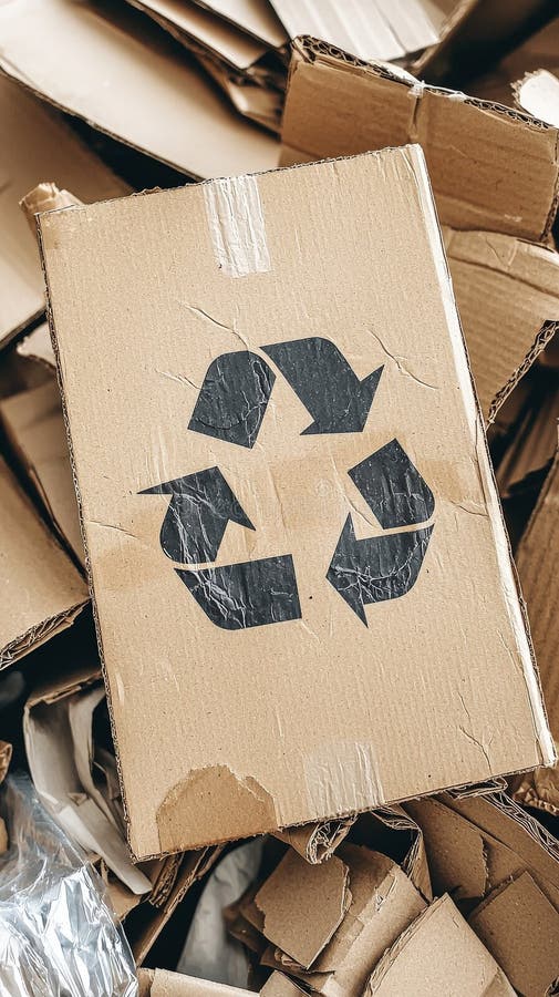 Eco-friendly Symbol on Cardboard Amidst Recycling Stock Illustration ...