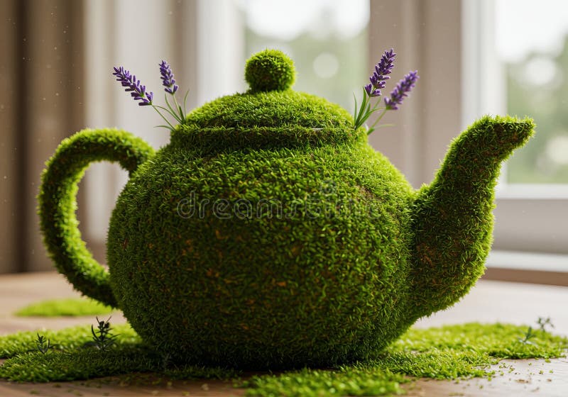 Eco-friendly Teapot with Moss and Lavender: a Blend of Nature and Art ...