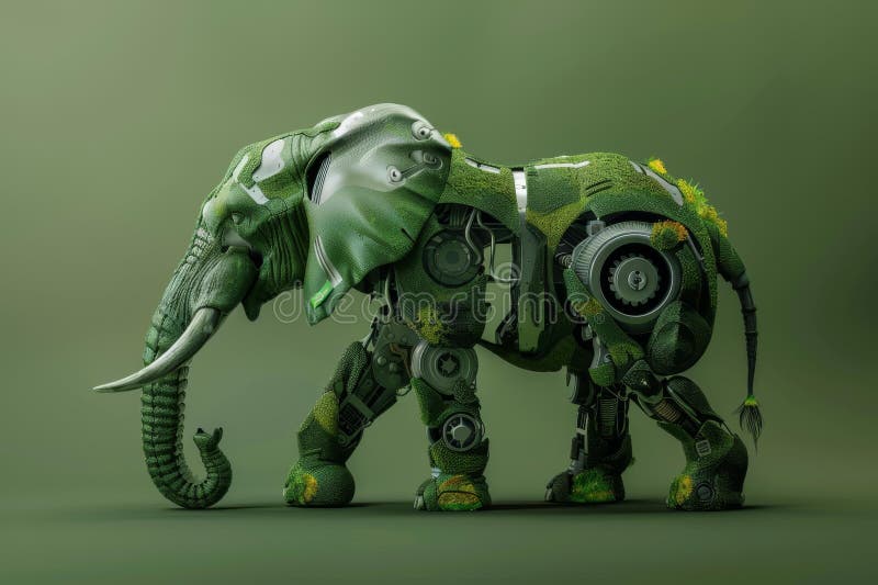 Eco-Friendly Technology Concept with Green Robotic Elephant Stock ...