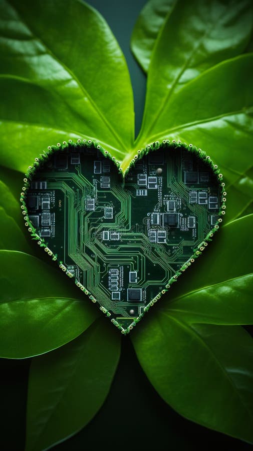 Eco Friendly Technology, Green Leaf with Semiconductors and Computer ...