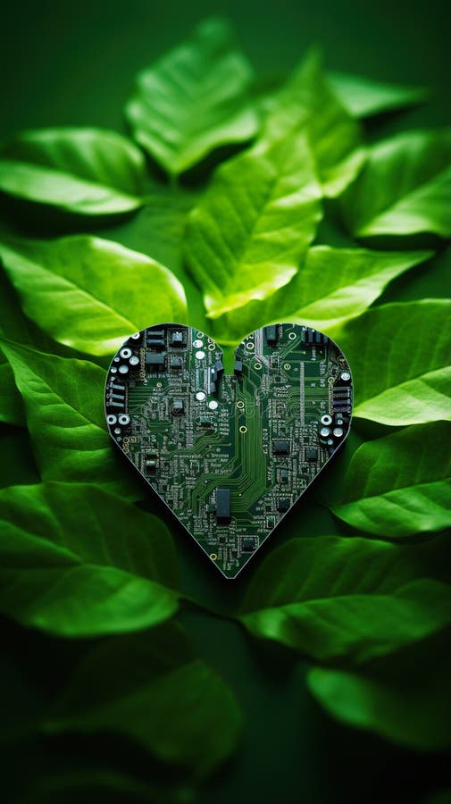 Eco Friendly Technology, Green Leaf with Semiconductors and Computer ...
