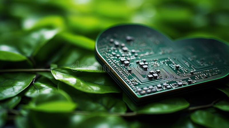 Eco Friendly Technology, Green Leaf with Semiconductors and Computer ...