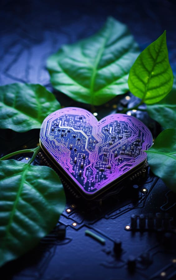 Eco Friendly Technology, Green Leaf with Semiconductors and Computer ...