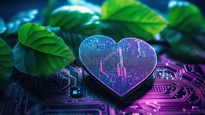 Eco Friendly Technology, Green Leaf with Semiconductors and Computer ...