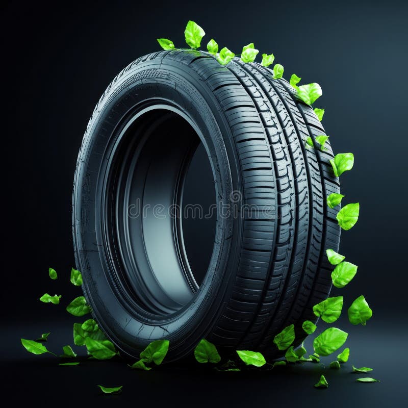Eco Friendly Tire with Green Leaves Stock Illustration - Illustration ...