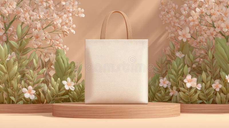 Eco-Friendly Tote Bags on Floral Display Stand Stock Image - Image of ...