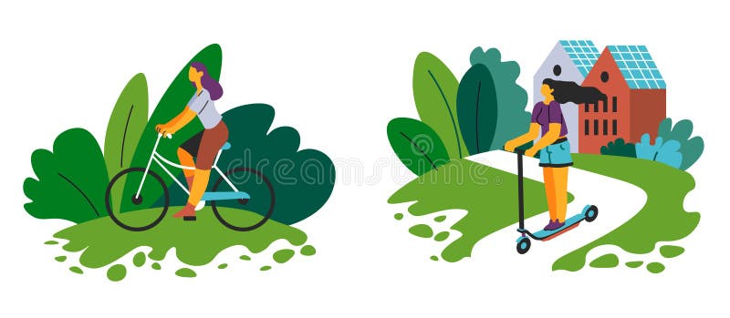 Eco Friendly Transportation Methods Vector Stock Vector - Illustration ...
