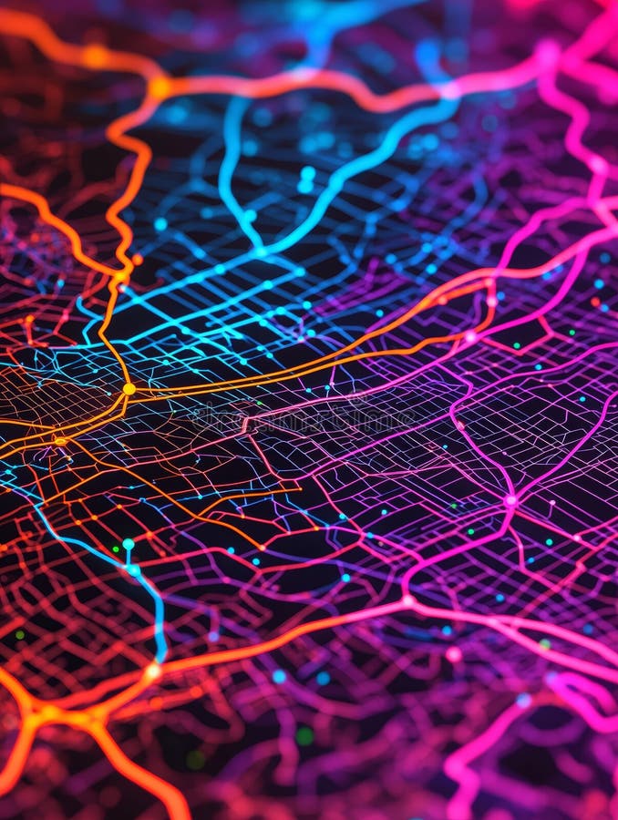 EcoFriendly Village Map Visualization with Colorful Lines and Patterns ...