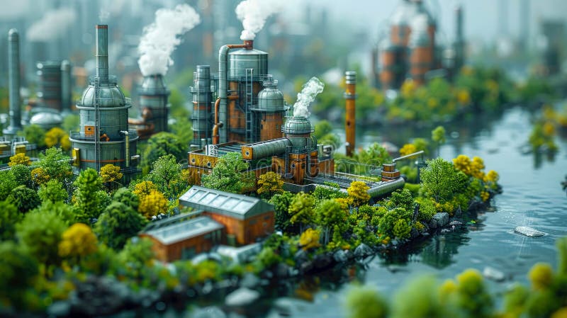 An Eco-friendly Waste Recycling Factory in a Lush Forest Setting Stock ...