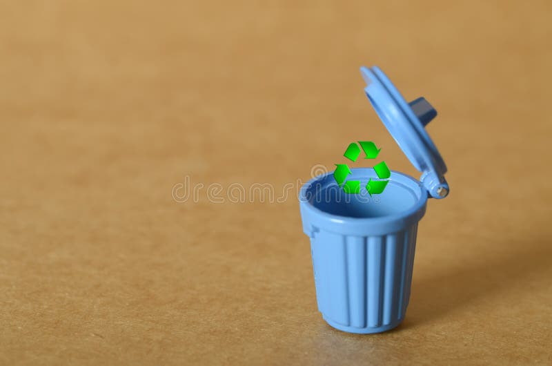 Eco-Friendly Waste Sorting â€ Toy Trash Can with Open Lid and Green ...