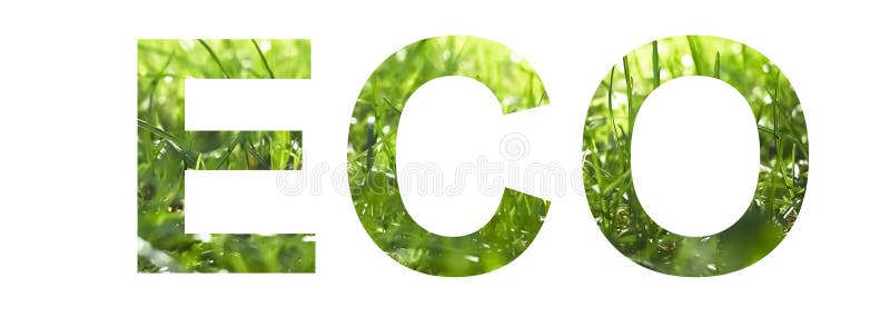 ECO Friendly Word Isolated on White Background. Green Grass Text Design ...