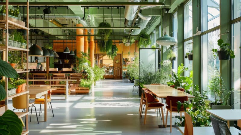 Eco-friendly Workspace stock illustration. Illustration of plants ...