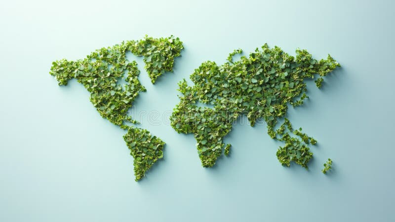 Eco-friendly World Map Made of Greenery, Symbolizing Sustainability and ...