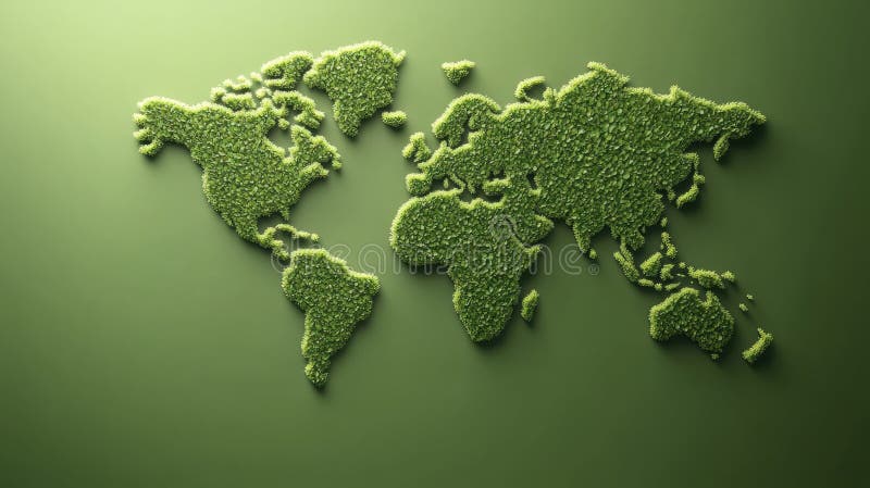 Eco-friendly World Map Made of Greenery, Symbolizing Sustainability and ...