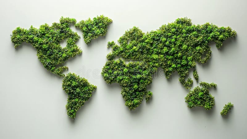 Eco-friendly World Map Made of Greenery, Symbolizing Sustainability and ...