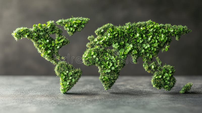 Eco-friendly World Map Made of Greenery, Symbolizing Sustainability and ...