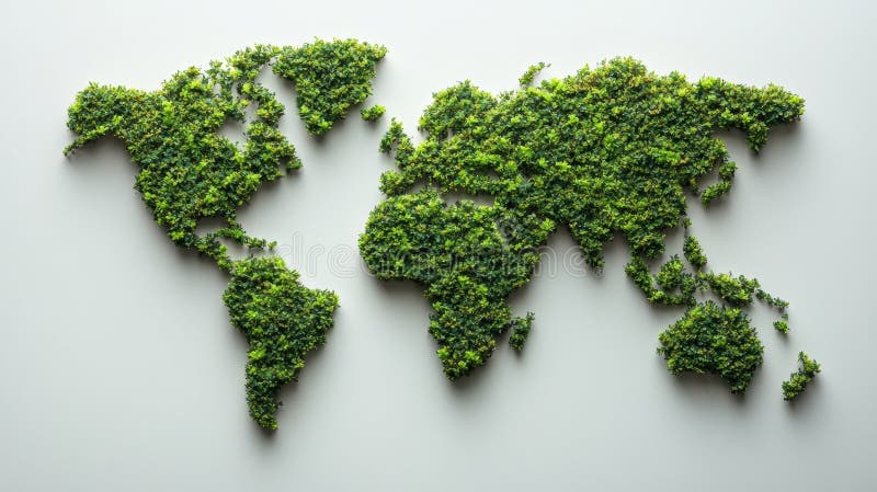 Eco-friendly World Map Made of Greenery, Symbolizing Sustainability and ...
