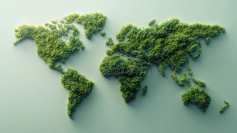 Eco-friendly World Map Made of Greenery, Symbolizing Sustainability and ...