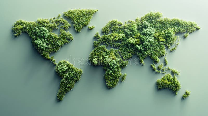 Eco-friendly World Map Made of Greenery, Symbolizing Sustainability and ...