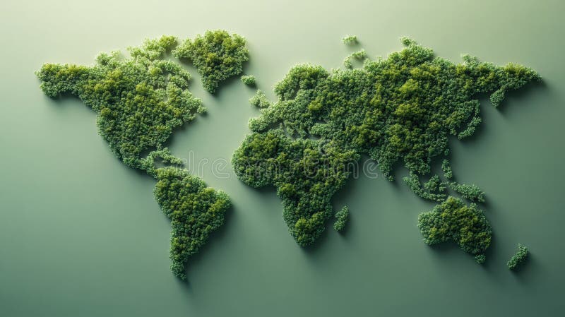 Eco-friendly World Map Made of Greenery, Symbolizing Sustainability and ...