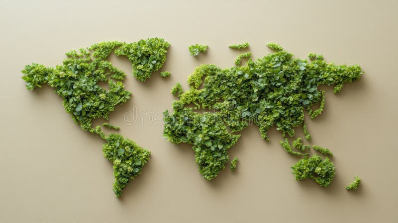 Eco-friendly World Map Made of Greenery, Symbolizing Sustainability and ...