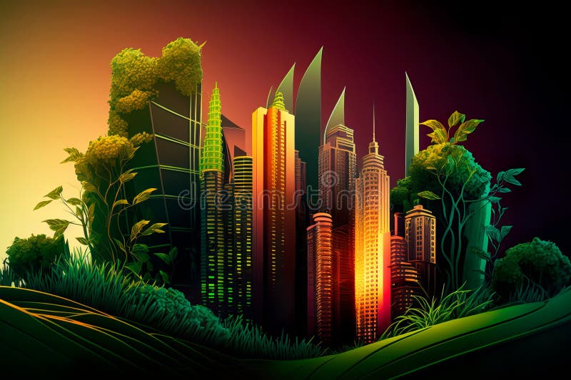 Eco Future City Concept Generative AI Stock Illustration - Illustration ...