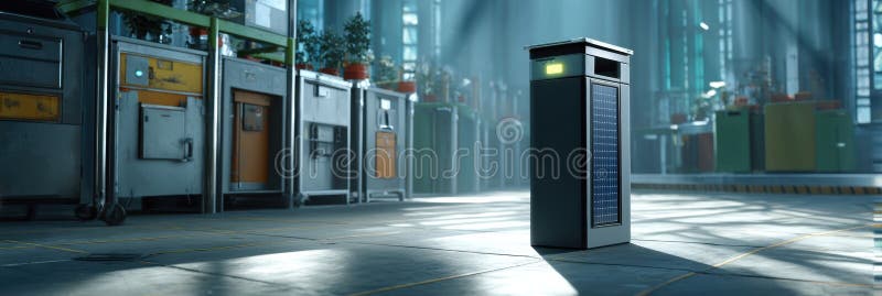 Eco-futuristic Garbage Bin with Solar-Powered Compactor in Urban ...