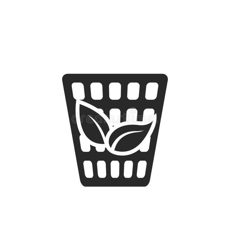 Eco Garbage Icon. Environmental Waste Symbol. Leaf and Trash Can Stock ...
