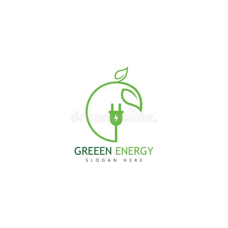 Eco Green Energy Logo Design Template. Stock Vector - Illustration of ...