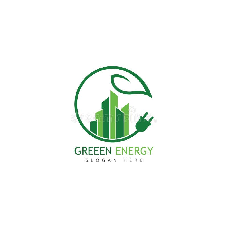 Eco Green Energy Logo Design Template. Stock Vector - Illustration of ...
