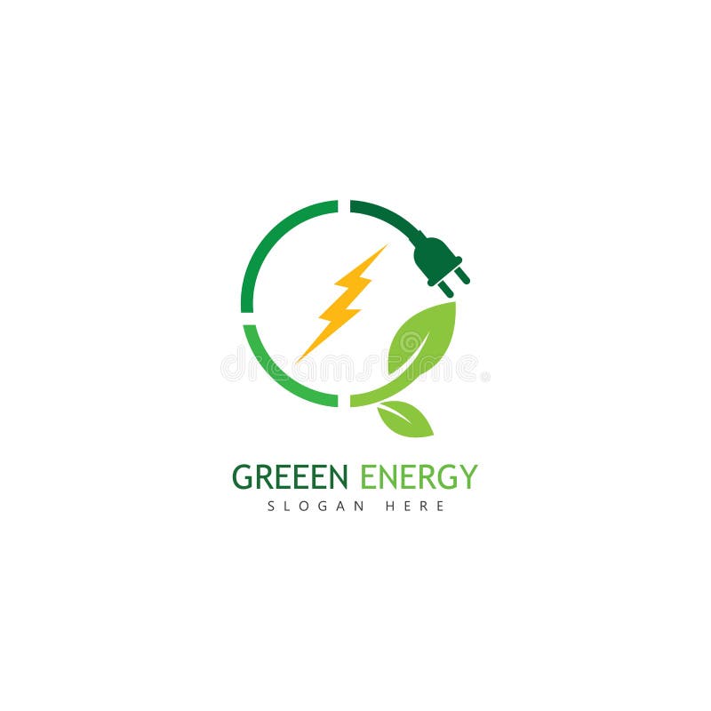 Eco Green Energy Logo Design Template. Stock Vector - Illustration of ...