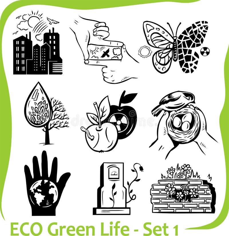 ECO - Green Life - Vector Set 1. Stock Vector - Illustration of climate ...