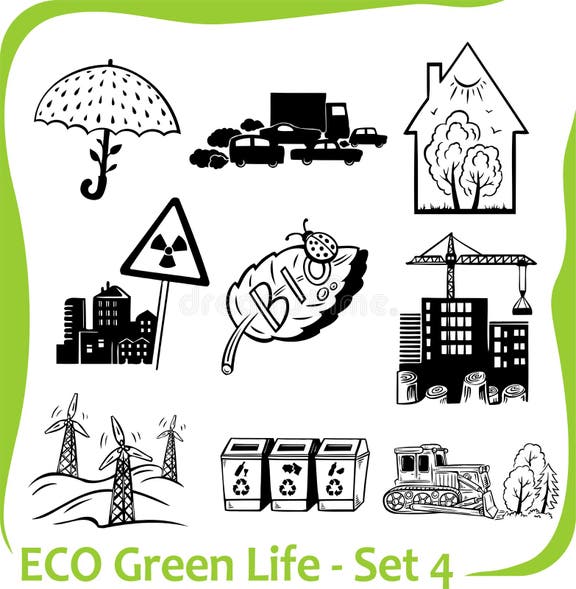 ECO - Green Life - Vector Set. Stock Vector - Illustration of clip ...