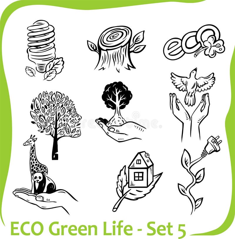 ECO - Green Life - Vector Set. Stock Vector - Illustration of power ...
