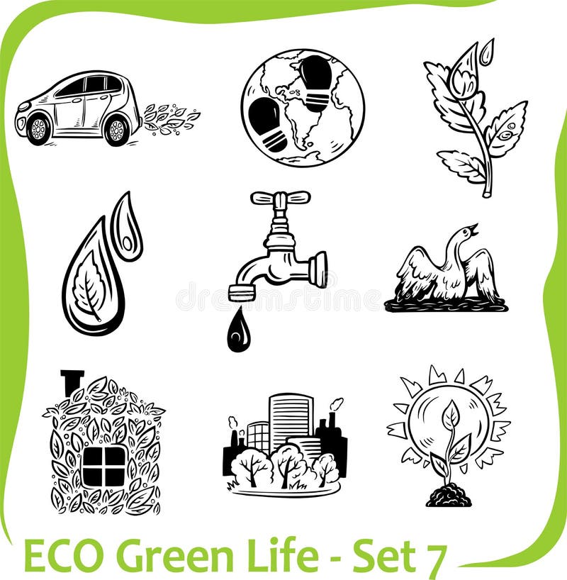ECO - Green Life - Vector Set. Stock Vector - Illustration of clip ...