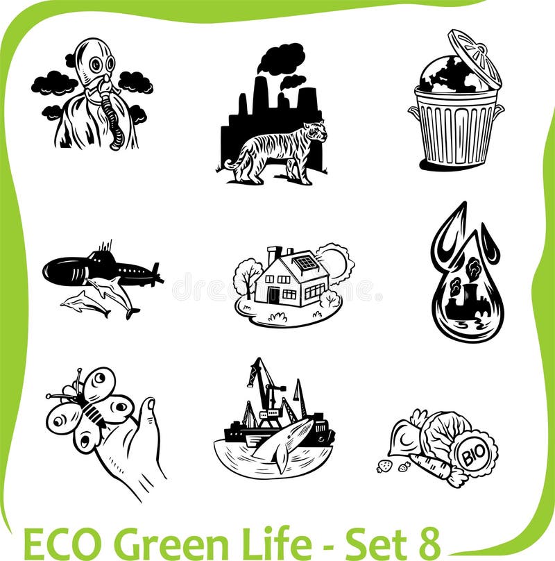 ECO - Green Life - Vector Set. Stock Vector - Illustration of clip ...