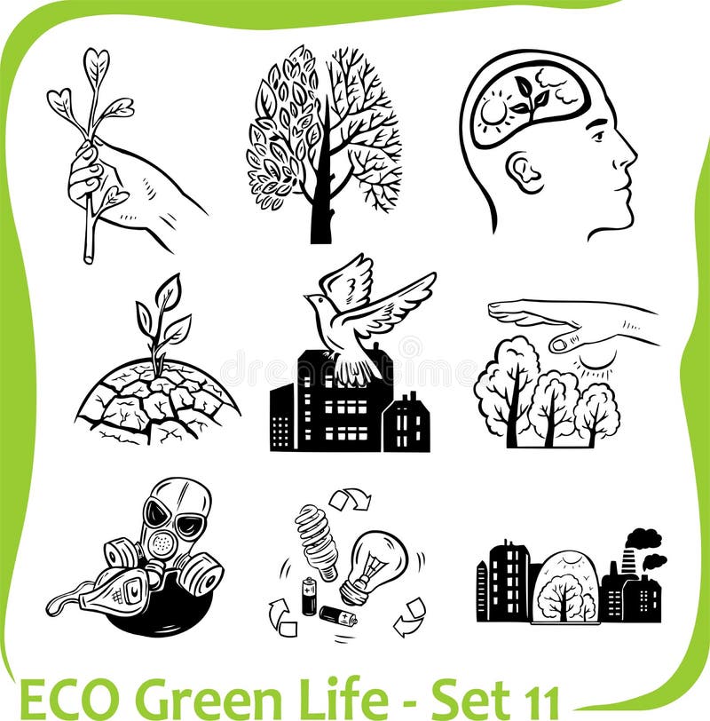 ECO - Green Life - Vector Set. Stock Vector - Illustration of nature ...