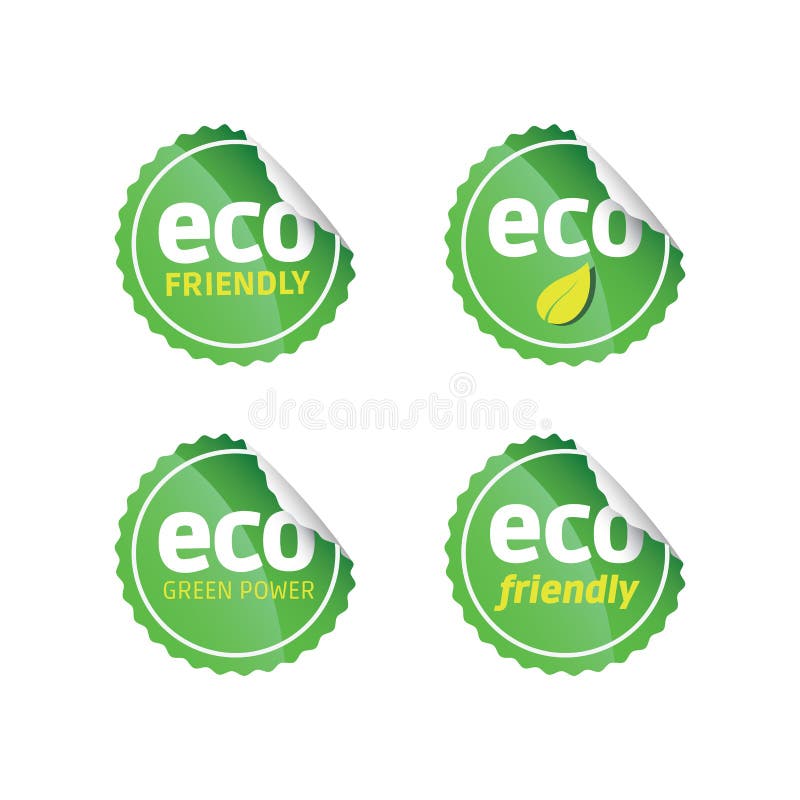 Eco Green Stickers Set stock vector. Illustration of natural - 185195689